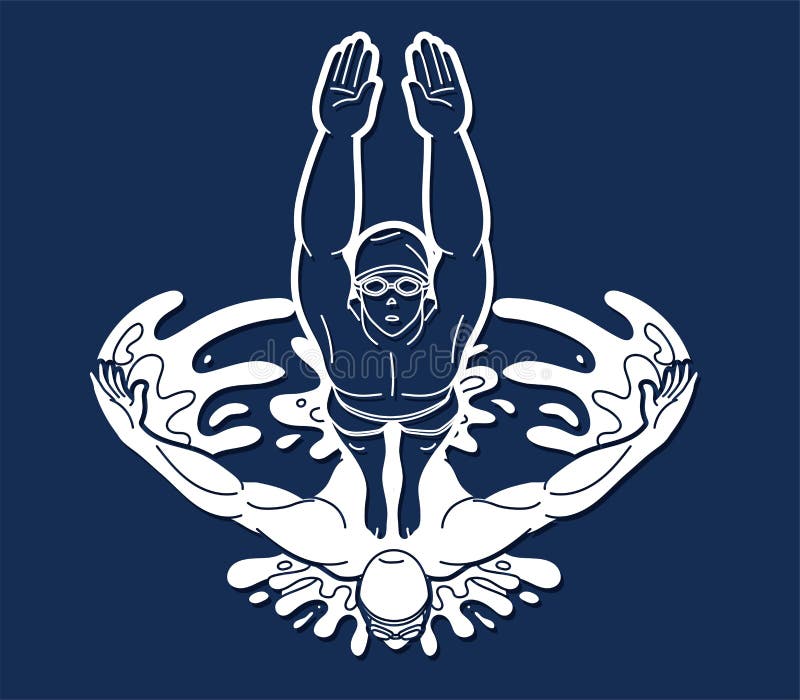 People Swimming Together Group of Swimmer Action Cartoon Sport Graphic ...
