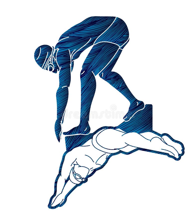 People Swimming Together Group of Swimmer Action Cartoon Sport Graphic ...