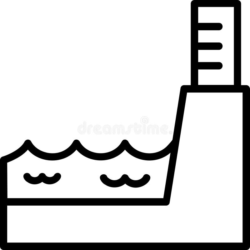 Sea Level Condition Icon with Outline Style Stock Vector - Illustration ...