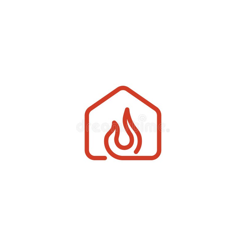 Creative Fire House Line Art Symbol Logo Design Stock Vector ...
