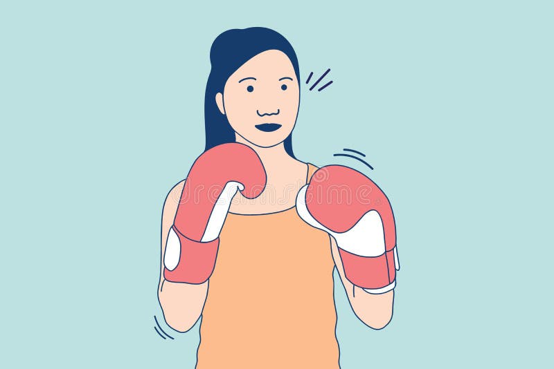 Illustrations Beautiful Boxer Woman Throwing a Punch with Boxing Glove ...