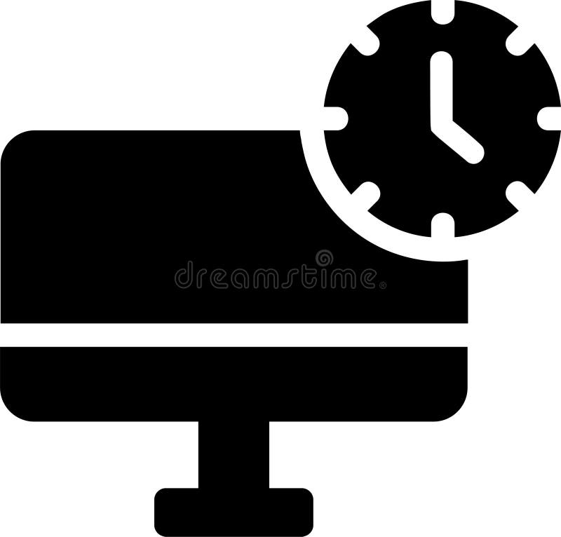Time Desktop Icon with Glyph Style Stock Vector - Illustration of dial ...
