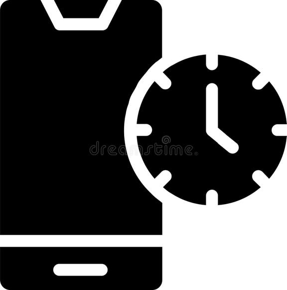 Mobile Time Icon with Glyph Style Stock Vector - Illustration of font ...