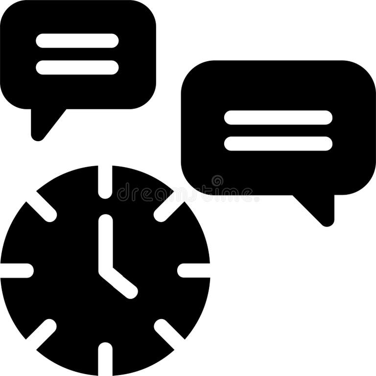 Chat Time Icon with Glyph Style Stock Vector - Illustration of ...