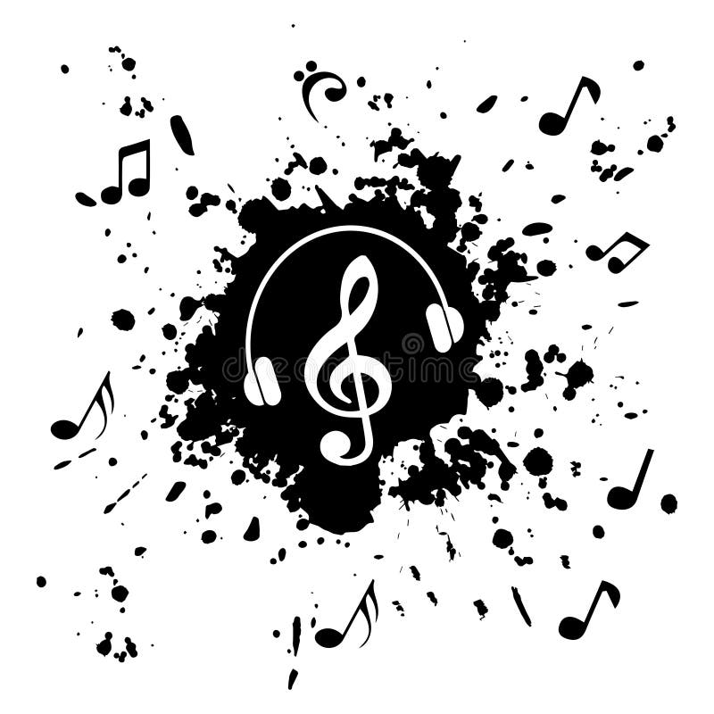 Music Treble Clef with Splatter Water for Wall Decoration. Stock Vector ...