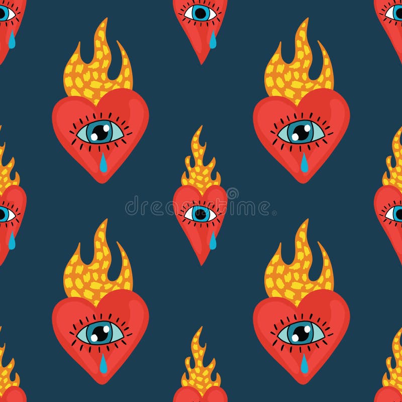Sacred Heart Seamless Pattern Design Stock Vector - Illustration of ...