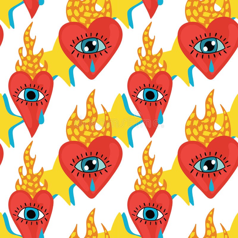 Sacred Heart Seamless Pattern Design Stock Vector - Illustration of ...