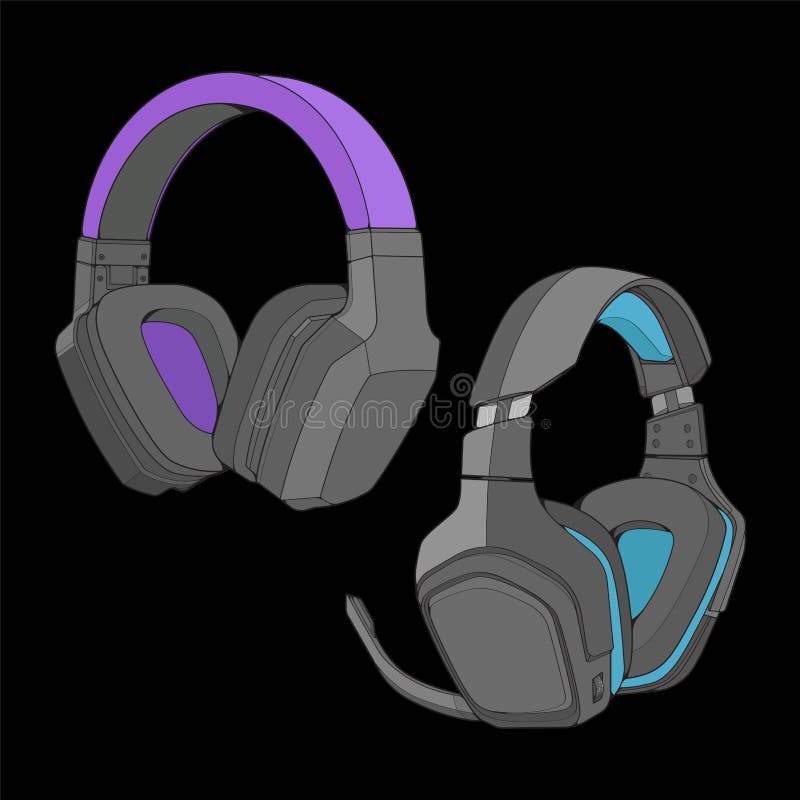Set of Color Block Headphones Vector Illustration, Music Concept, Line ...