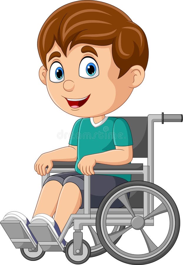 Cartoon Happy Disabled Boy on Wheelchair Stock Vector - Illustration of ...