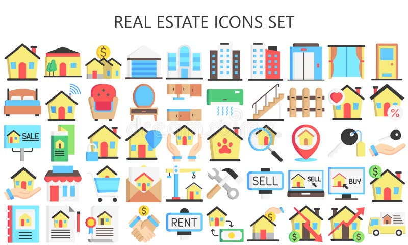Real Estate Multi Color Icon Set Stock Vector - Illustration of agent ...