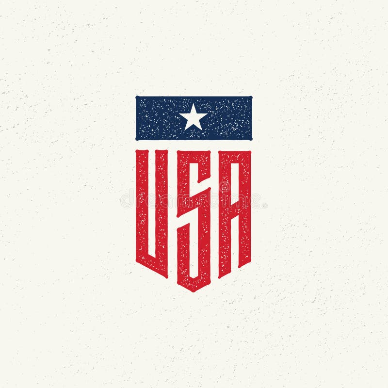 USA Flag Logo. Stamp Ink. Vintage Textures Marked. Made in USA. Stock ...