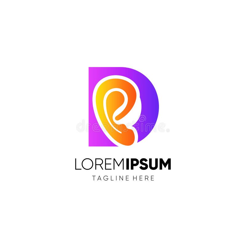 Letter D Human Ear Logo Design Vector Icon Graphic Illustration Stock ...