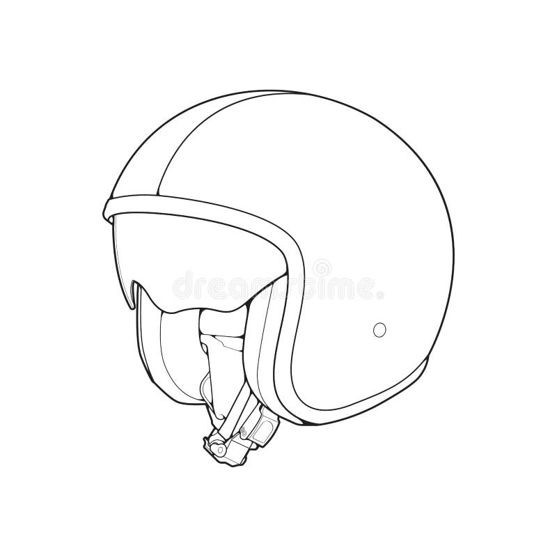 Template Helmet Full Face, Line Art Helmet Vector Illustration, Line ...