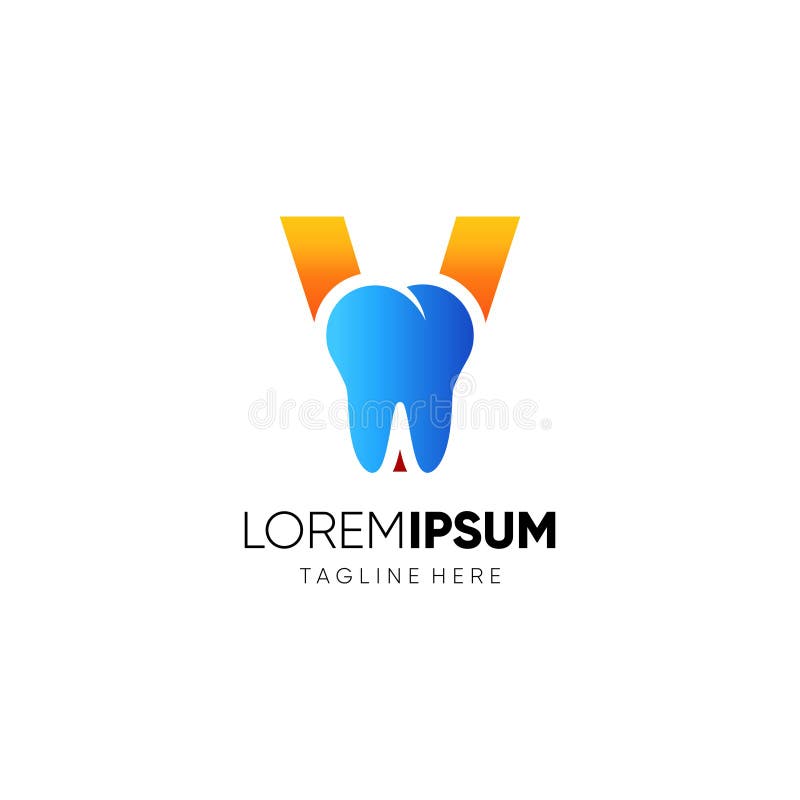 Letter V Dental Tooth Logo Design Icon Graphic Illustration Stock ...