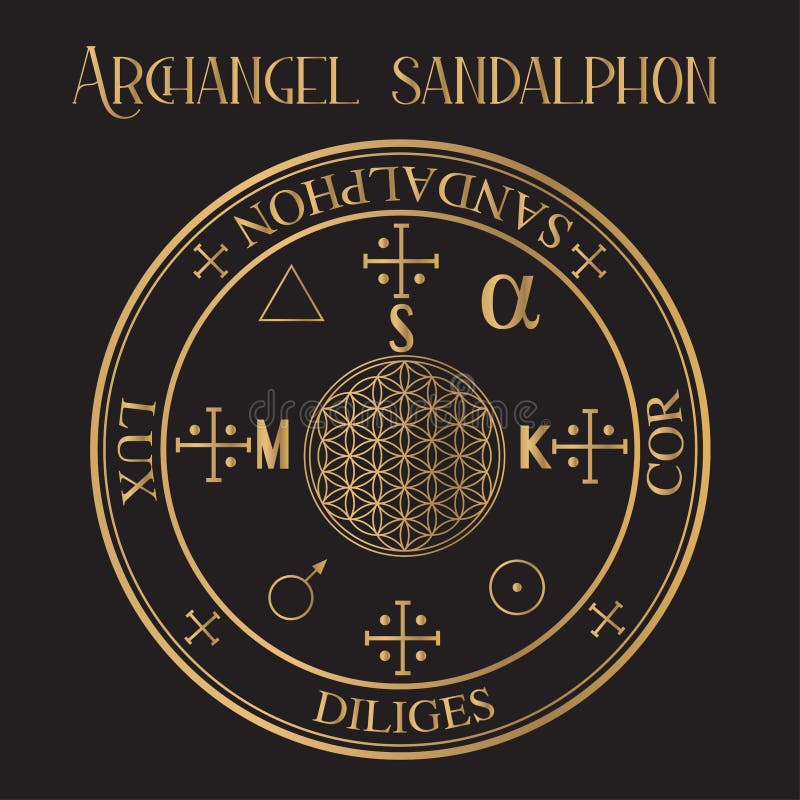 Seal of Archangel Sandalphon, Gold Sigil Stock Vector - Illustration of ...