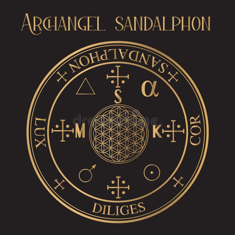 Seal of Archangel Sandalphon, Gold Sigil Stock Vector - Illustration of ...