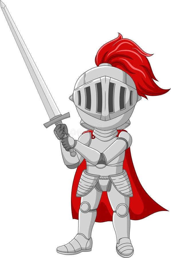 Cartoon Knight Holding a Sword Stock Vector - Illustration of paladin ...