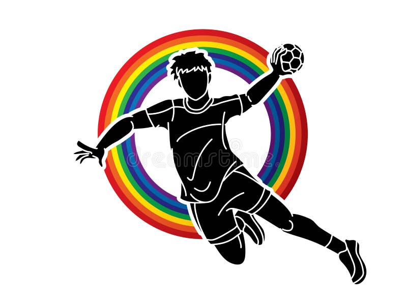 Handball Sport Male Player Action Cartoon Graphic Vector Stock Vector ...