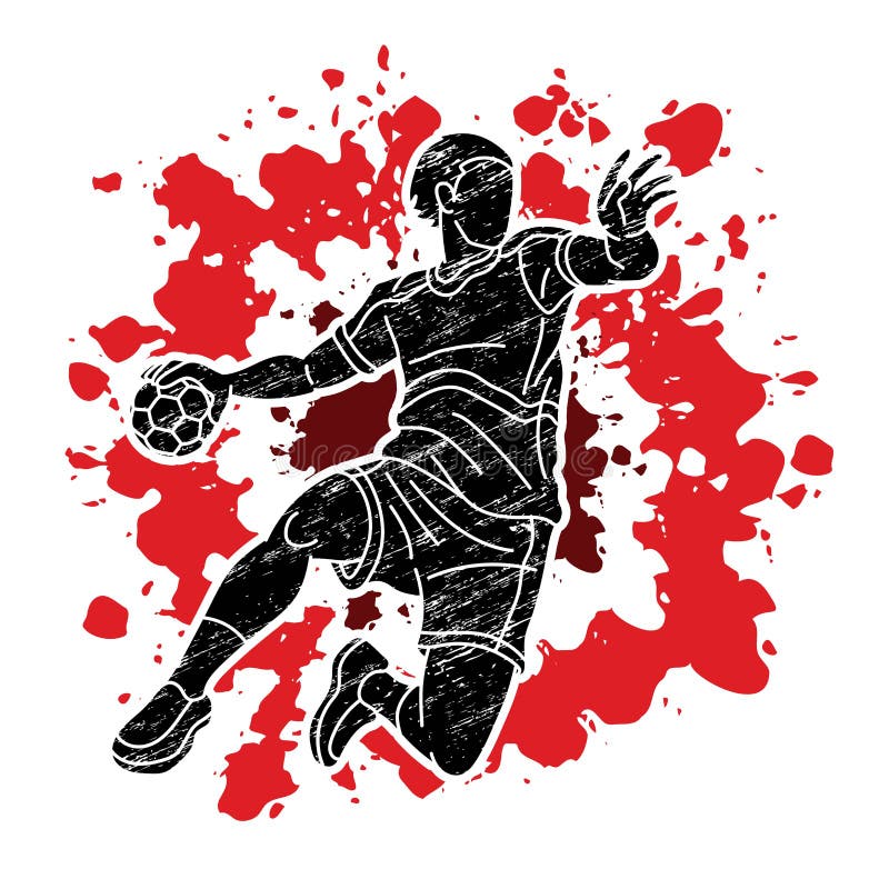 Handball Sport Male Player Action Cartoon Graphic Vector Stock Vector ...