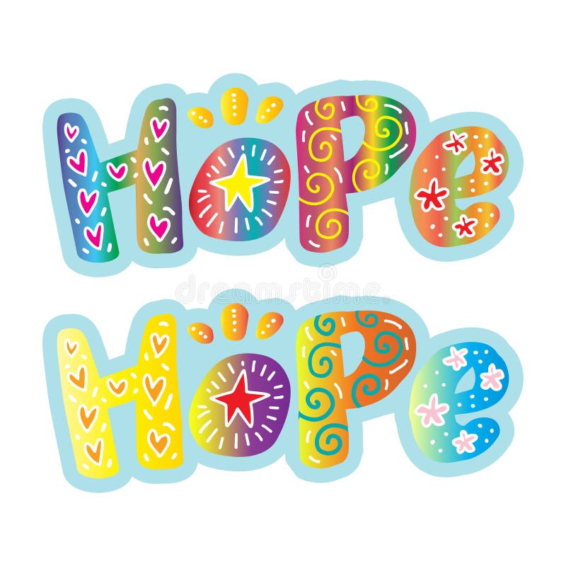 Hope Word Hand Lettering Decorative. Stock Illustration - Illustration ...