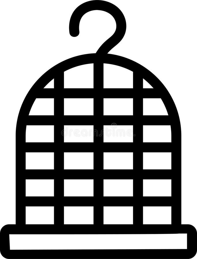 Bird Cage Icon with Outline Style Stock Vector - Illustration of cage ...