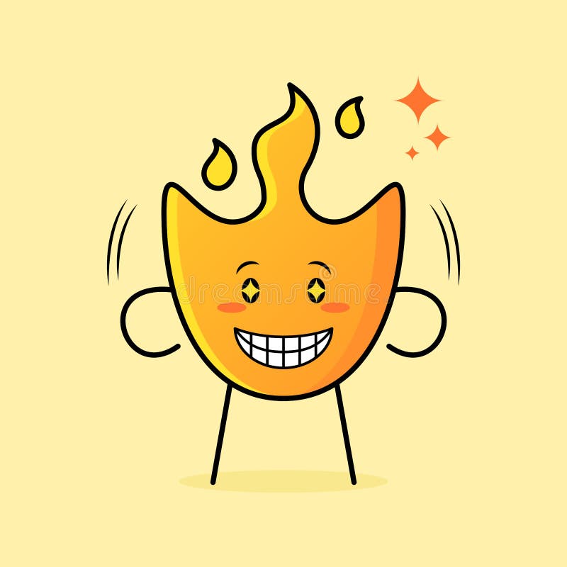 Cute Fire Cartoon with Sparkling Eyes, Smile and Happy Expression ...