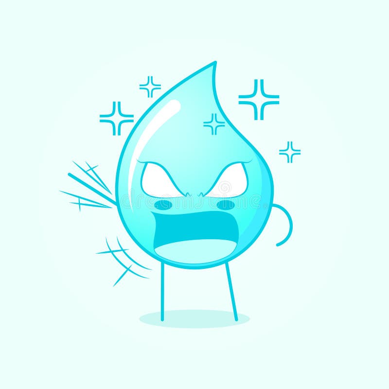 Cute Water Cartoon with Very Angry Expression.mouth Open, Hand Shaking ...