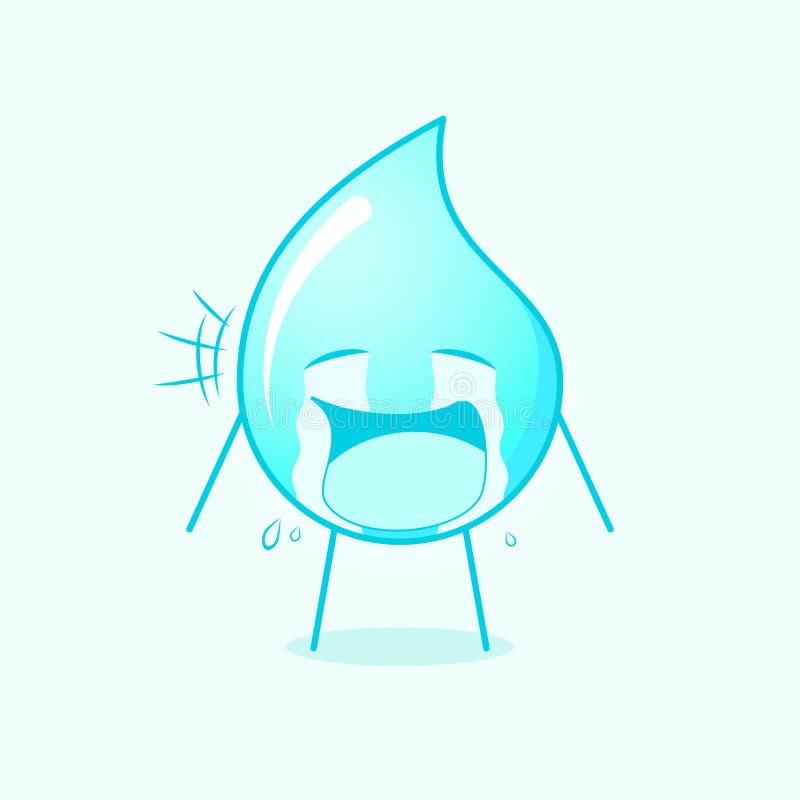 Cute Water Cartoon with Crying Expression, Tears and Mouth Open Stock ...