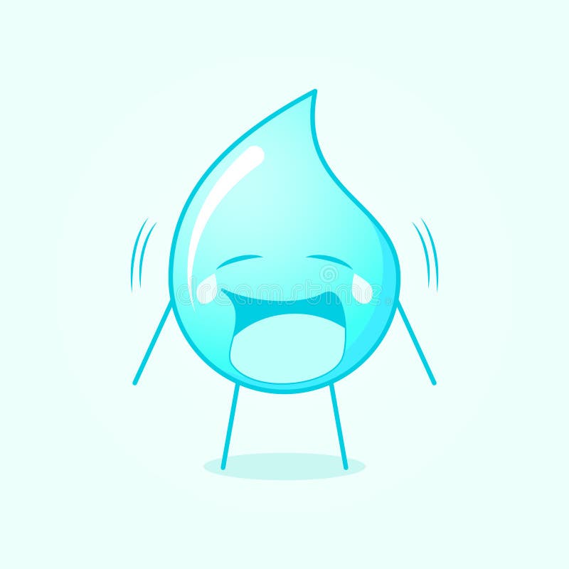 Cute Water Cartoon with Crying Expression. Water Blue and White Stock ...