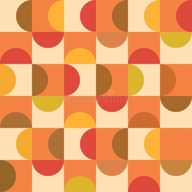 Mid Century Modern Half Circles Seamless Pattern in Orange, Red, Brown ...