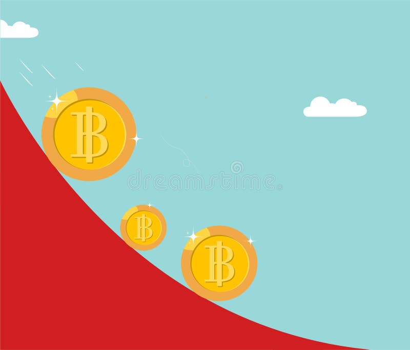 Bitcoin BTC Price Falls Down. Bitcoin Crash Design Stock Vector ...