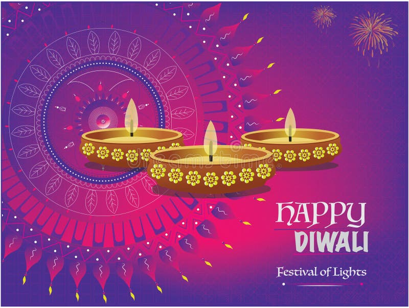 Happy Diwali or Deepavali Vector Illustration, Indian Festival of Diya ...