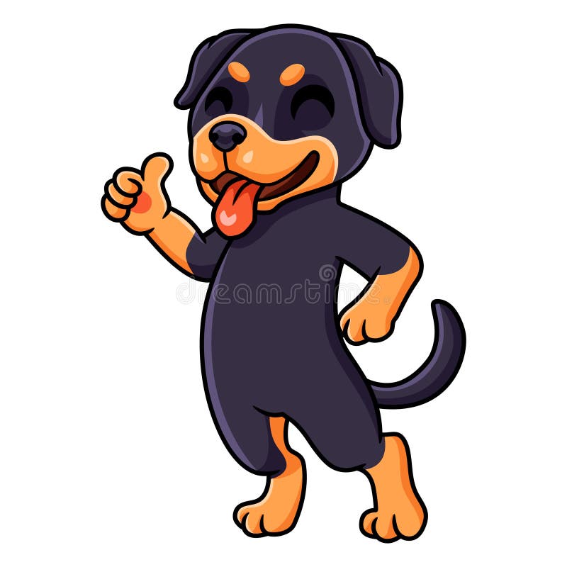 Cute Little Rottweiler Dog Cartoon Giving Thumb Up Stock Vector ...