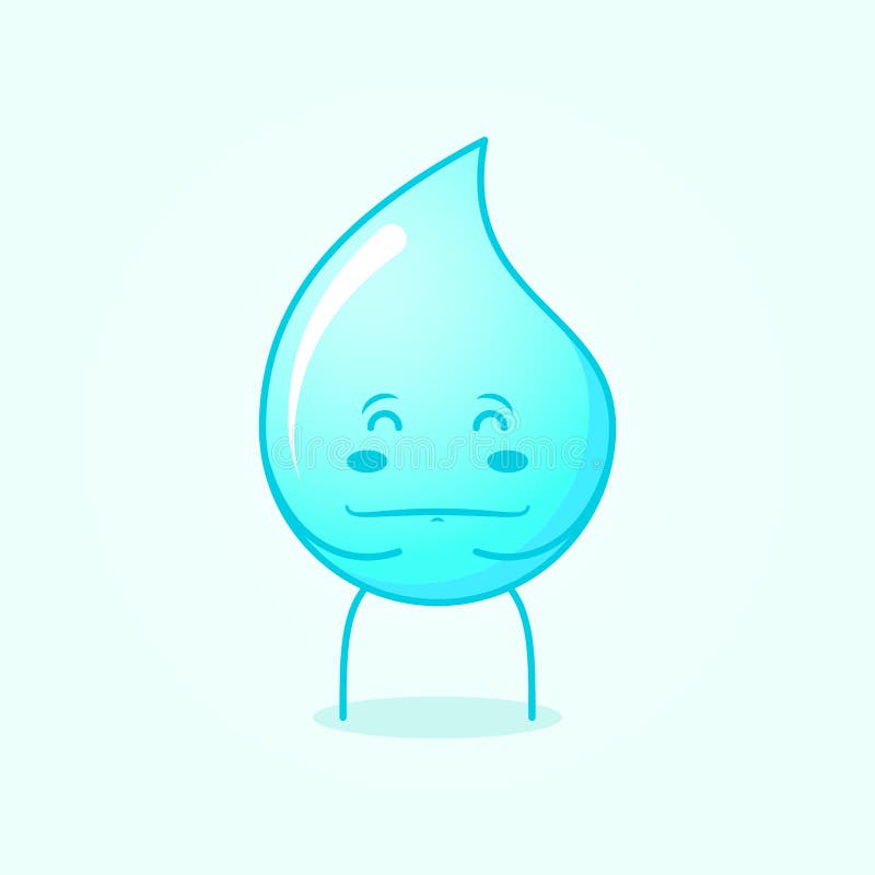 Cute Water Cartoon with Happy Expression. Close Eyes, Both Hands on ...