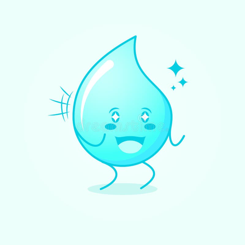Cute Water Cartoon with Happy Expression. Two Hands Clenched and ...