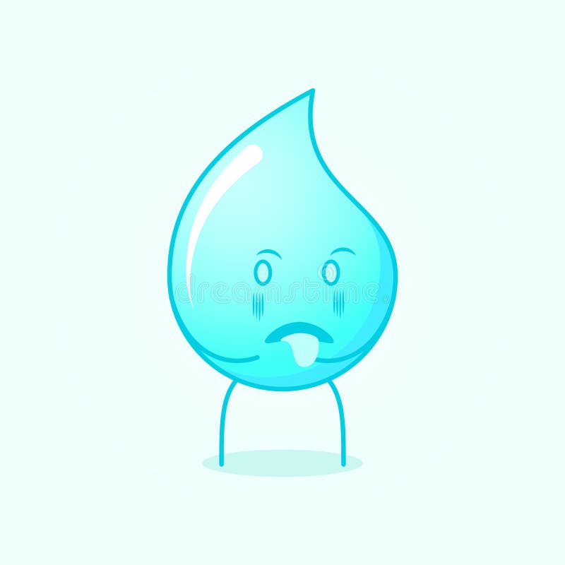 Cute Water Cartoon with Disgusting Expression and Tongue Sticking Out ...