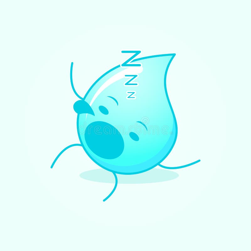 Cute Water Cartoon with Sleep Expression, Lie Down, Close Eyes and ...