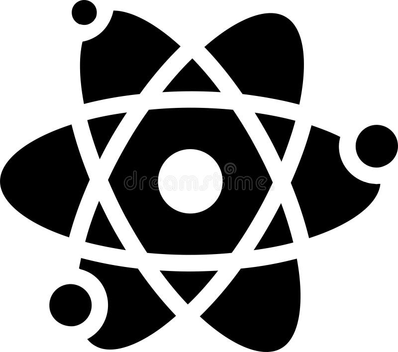 Atom Structure Icon with Glyph Style Stock Vector - Illustration of ...