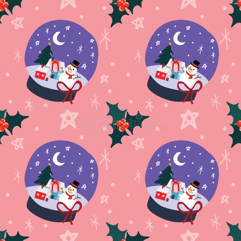Cute Christmas Seamless Design Vector Stock Vector - Illustration of ...