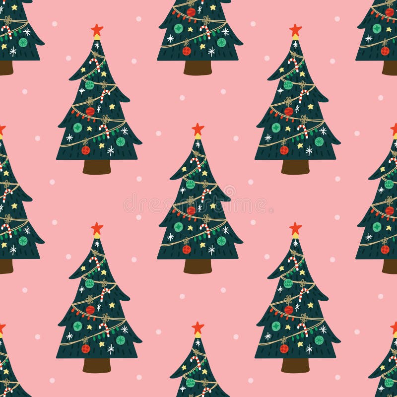 Cute Christmas Seamless Design Vector Stock Vector - Illustration of ...