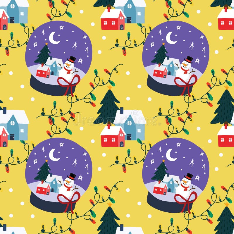 Cute Christmas Seamless Design Vector Stock Vector - Illustration of ...