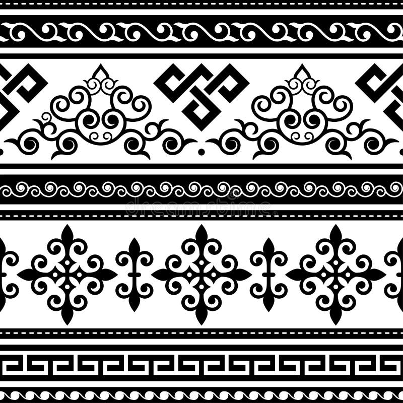 Seamless Oriental Vector Pattern Inspired by Folk Art from Monogolia ...
