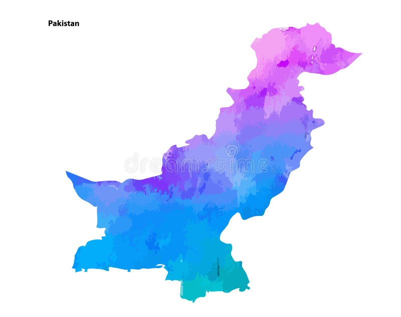Colourful Watercolour Map Design of Country Pakistan Isolated on White ...