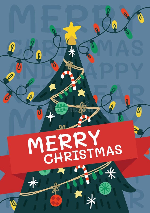Cute Christmas Card Design Vector Stock Vector - Illustration of ...