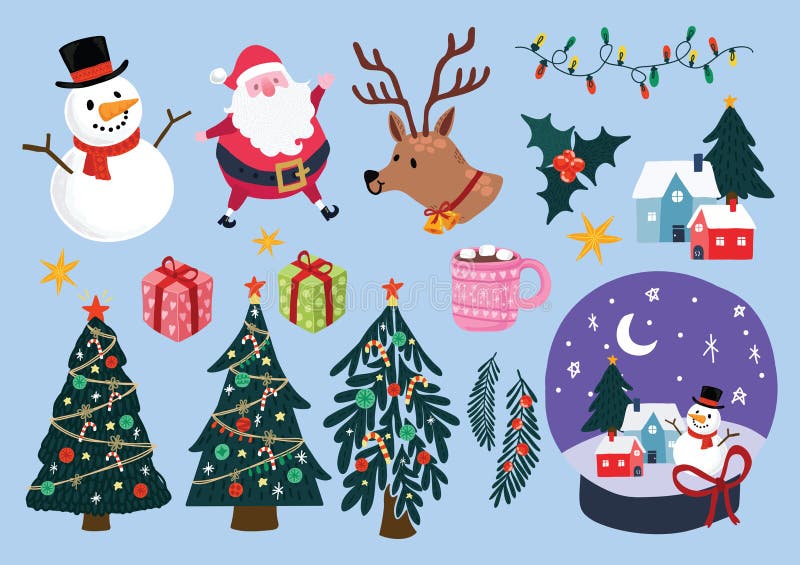 Cute Christmas Object Design Vector Stock Vector - Illustration of card ...