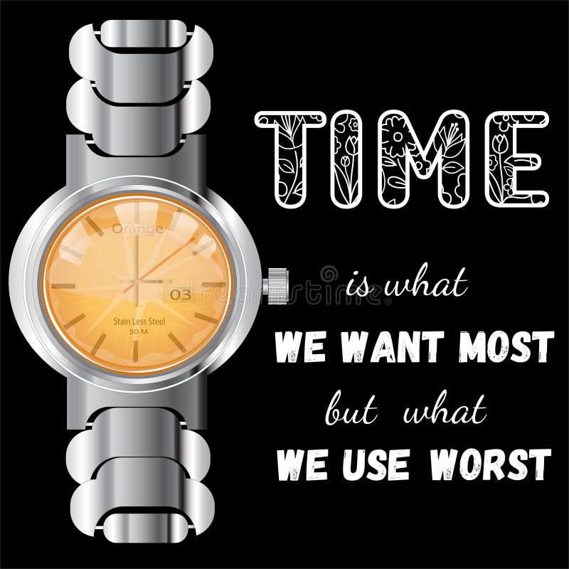 Time Motivational and Inspirational Quote Vector Graphics Stock Vector ...