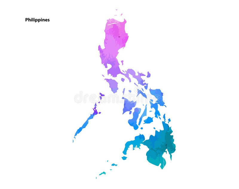 Colourful Watercolour Map Design of Country Philippines Isolated on ...