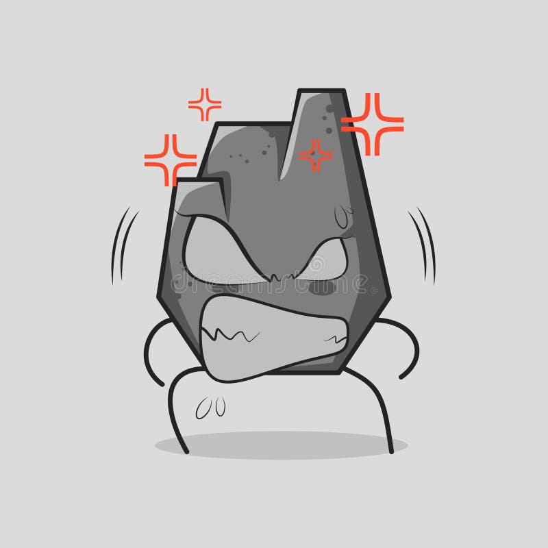 Cute Stone Cartoon with Angry Expression. Eyes Bulging and Teeth ...