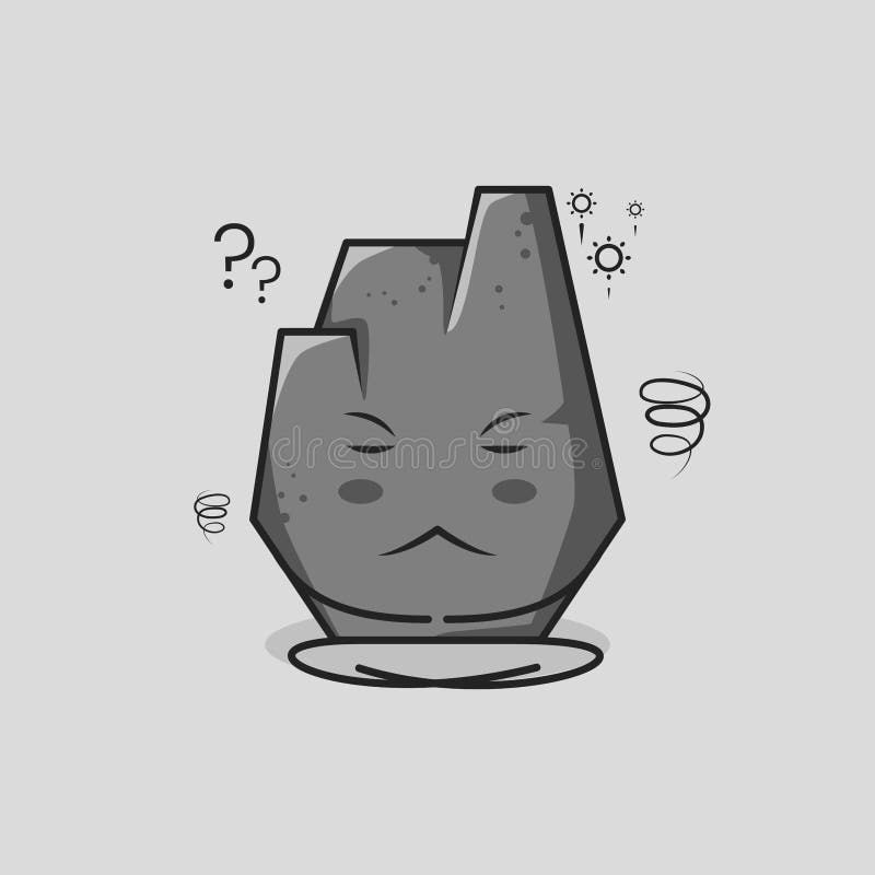 Cute Stone Cartoon with Shocked Expression. Hands on Head and Mouth ...