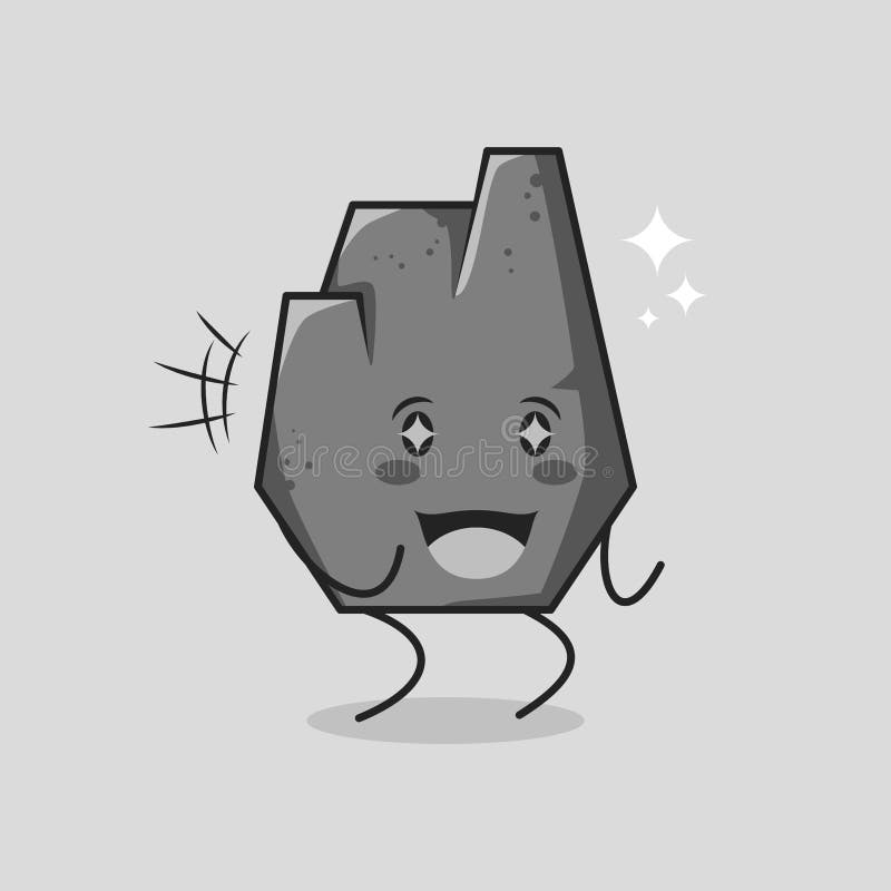 Cute Stone Cartoon with Happy Expression. Two Hands Clenched and ...